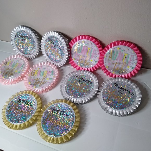 Jewelry | Set Of 1 Fun Baby Shower Large Glitter Bubble Pins | Poshmark